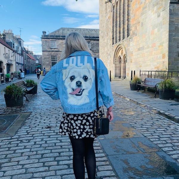 Adult Custom Pet Portrait Hand Painted Denim Jacket - Full Size ...
