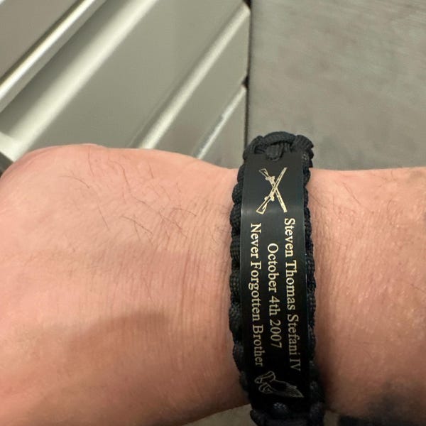 Custom Engraved Memorial Military Bracelet Military Black Stainless ...