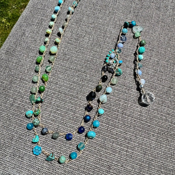 Silver Bead Crochet Wrap With Artisan Pendant Necklace Silver Czech ...