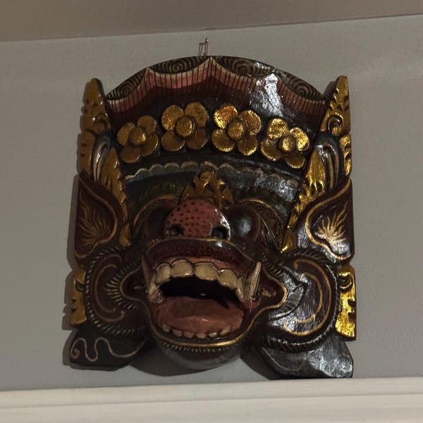 Balinese Winged Bat Mask Hand-carved Bali Folk Art Wood Carving Gothic ...