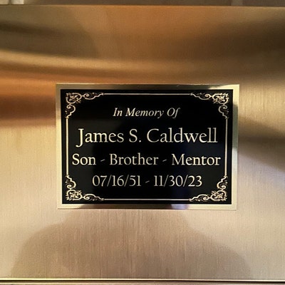 Cremation Urn Name Plate Custom Engraved Memorial Urn Tag Plaque Black ...