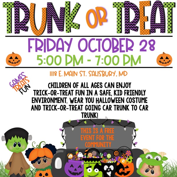 EDITABLE Trunk or Treat Flyer Invitation, Kids Halloween Event, School ...