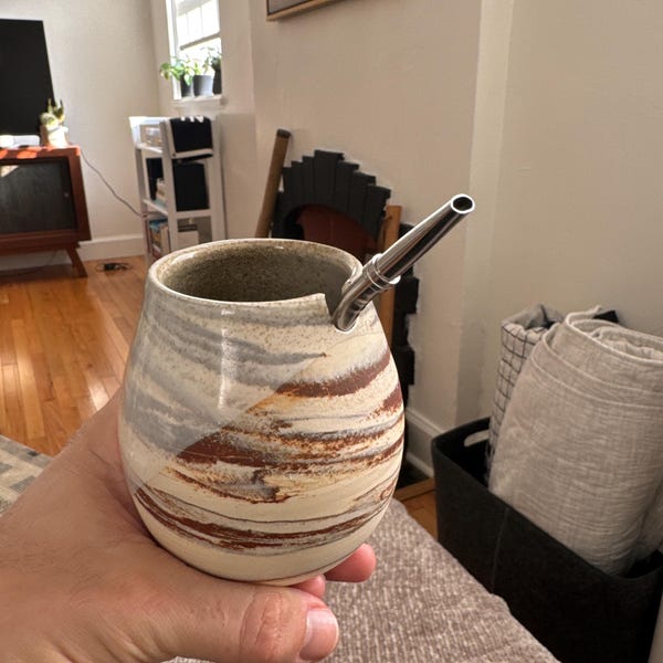 Handmade Ceramic Yerba Mate Gourd With Notch for Bombilla, Complete ...