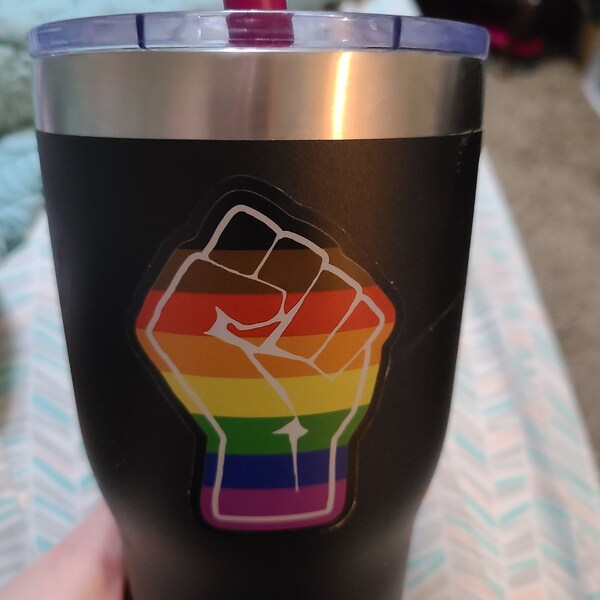 LGBTQ Gay Pride Flag Resist Fist Vinyl Sticker Decal Gifts Under 5 ...