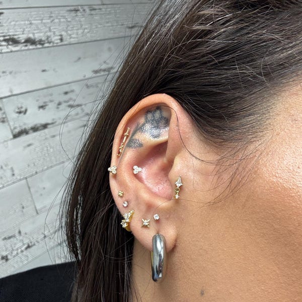 Easy to Use Titanium Piercing Jewelry Insertion Pin, Flat Back Earring ...