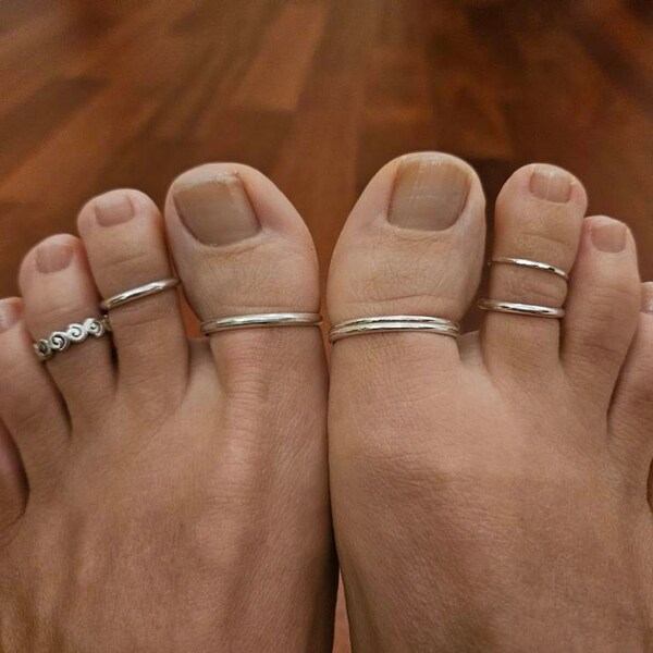 Big Toe Rings, Sterling Silver 925 Toe Rings, Single or as a Set of Two - Etsy