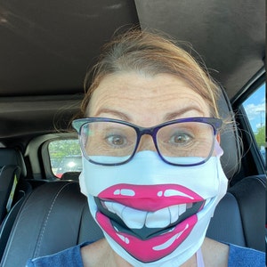 Funny Face Mask, Cotton Mask With Filter Pocket and Nose Wire, Smile ...