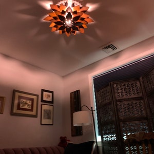 JASMINE Flower Pendant Light Fixture, Wooden Hanging Lamp Shades ...