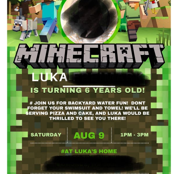 Minecraft, Minecraft Invitation, Minecraft Birthday Invitation ...