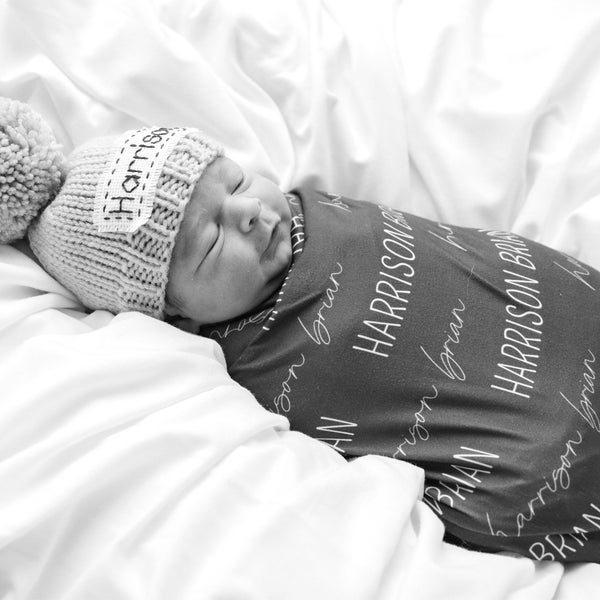 Monogrammed Newborn Baby Hat, Personalized Baby Boy Coming Home ...