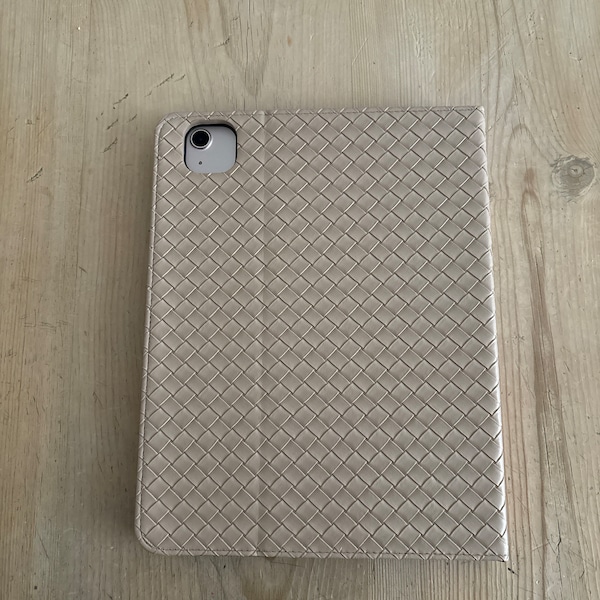 Woven Leather Milky Beige iPad Book Cover Personalised iPad 9.7 10.2 ...