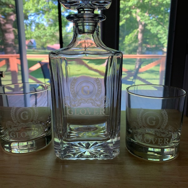 Engraved Decanter Set, Personalized Decanter Set, Custom Decanter ...