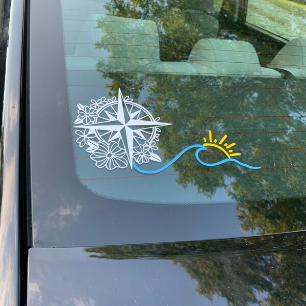 Sun and Waves Vinyl Decal | Sun Waves Decal Window Decal | Ocean Waves ...