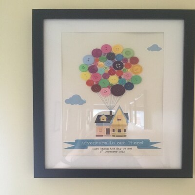 UP Inspired Custom Fingerprint Art Balloon House Print on Recycled Card ...