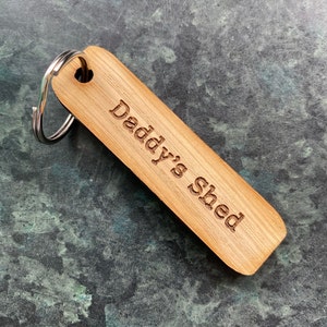 Personalised Oak Keyring, Custom Key Fob, Door, Shed Garage, Flat ...