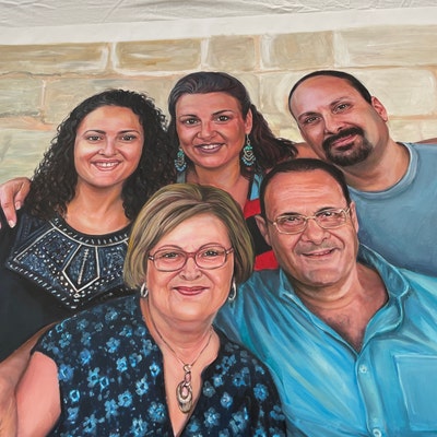 Custom Family Oil Hand-painted Portrait on Canvas, Add Loved Ones From ...