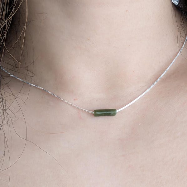 Dainty Jade Necklace, Jade Choker, Jade Pendant Necklace, Green Jade ...
