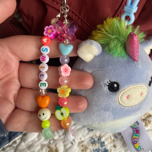 Custom Beaded Keychain Personalized Y2K Keychain Bag Charms Colorful ...
