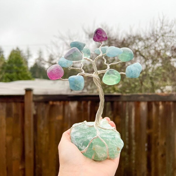 Custom Crystal Tree With Rock Base, Crystals Wired Crystal Tree, Custom ...