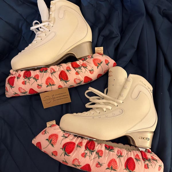 Ice Skate Soakers, Strawberry Puffy Figure Skate Covers, Stuffed Skate ...