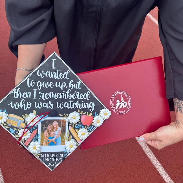 Custom Memorial Photo Graduation Cap Topper - Custom Quote - Hand ...