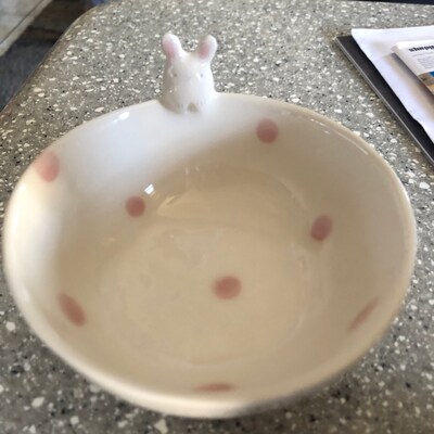 Cute Rabbit Bowl Pottery Handmade, Animal Bowl. an Unique Serving Bowl ...