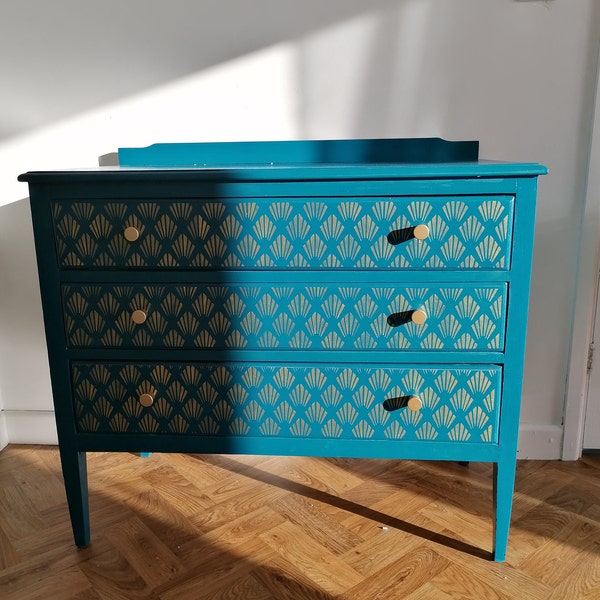 Teal and Gold Writing Bureau Desk Custom Order - Etsy UK