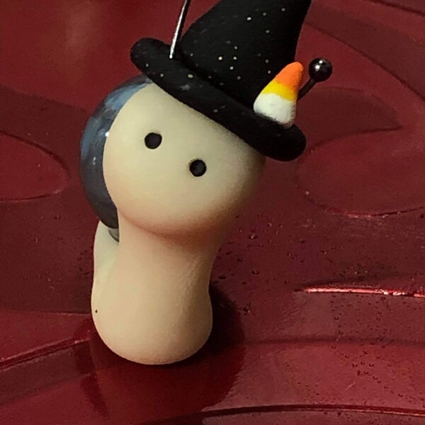 Polymer Clay Marble Snail Witch for Fairy Garden or Display , Halloween ...