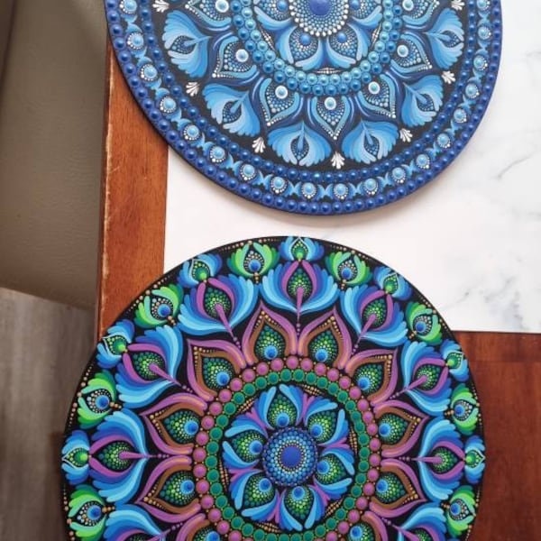 Mandala Painting, Mandala Magnet Large, 10cm Hand Painted Mandala ...