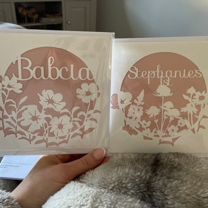 Personalised Floral Wildflower Papercut Name Card, Wedding ...