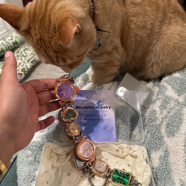 Punk Style Watch Face Bag Chain,multicolor Clocks Chunky Silver Bag ...