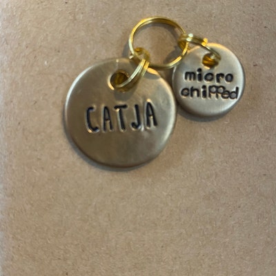 Cat Tag, Cat ID Tag, Small Pet Tag, Cat Name Tag, Microchipped Tag ...