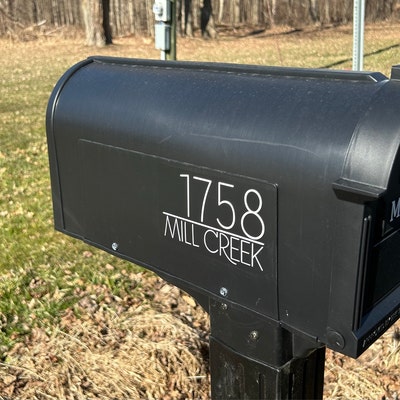 Set of Custom Mailbox Numbers With Street Address Name Decal, Modern ...