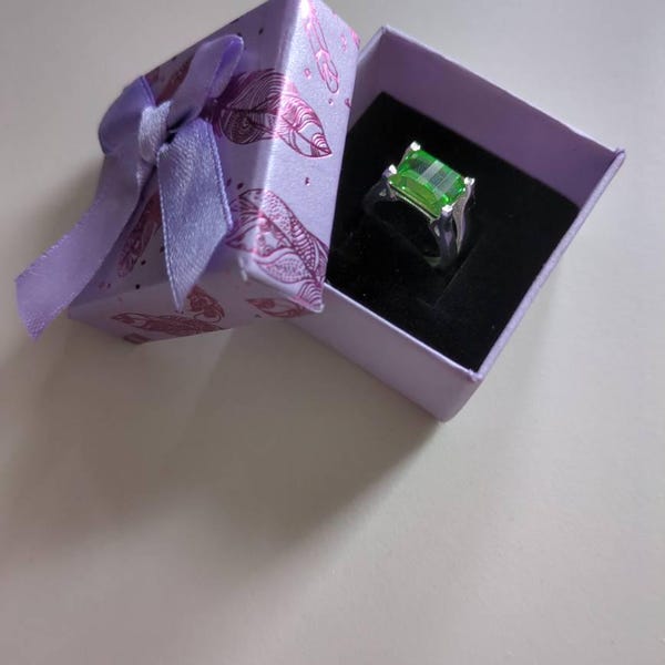 Pixel Cut Ring 925 Sterling Silver Ring Cubic Zirconia Zircon Rectangle ...