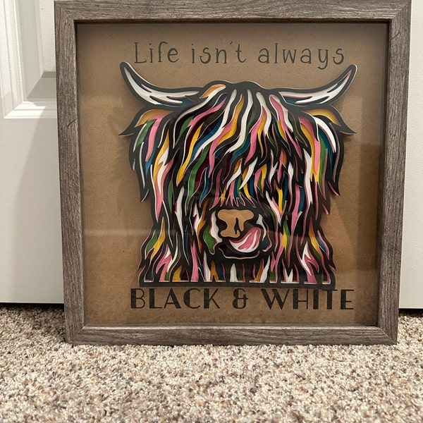 Highland Cow 3D Layered SVG for Cardstock/ Colorful Cow Wall Art ...