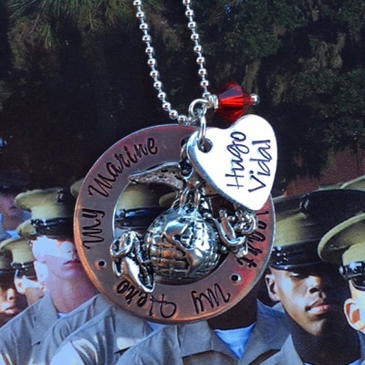 Marine Wife Necklace Marine Girlfriend Necklace USMC Necklace Marine ...
