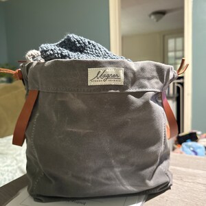 Knitting Project Bag HUNTER GREEN Waxed Canvas and Golden Brown English ...