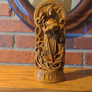Frigga, God Viking, Wood Carved Frigg Statue, Friga, God Altar ...