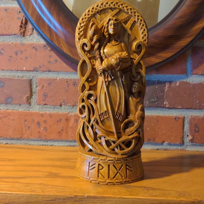 Frigga, God Viking, Wood Carved Frigg Statue, Friga, God Altar ...