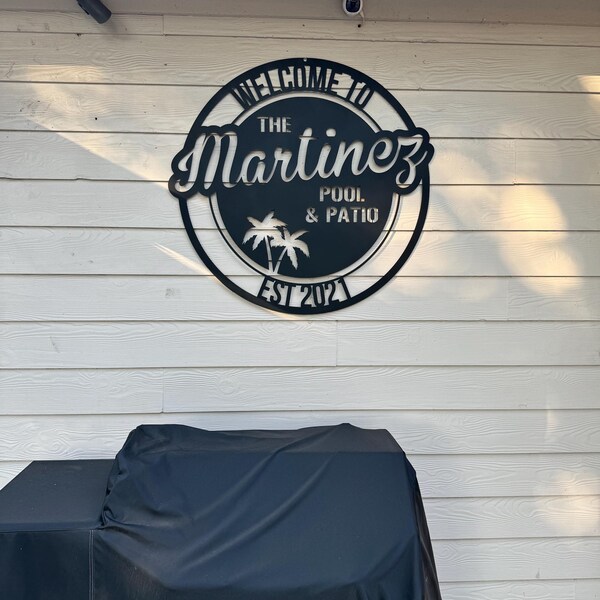 Personalized Family Pool Sign, Swimming Pool Metal Sign, Tiki Bar, Pool ...
