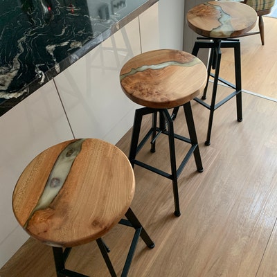 Bespoke Handmade Elm and Resin Stool - Etsy