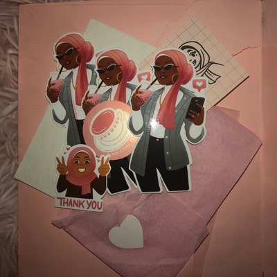 Hijabi Boba Baddie Sticker - Etsy