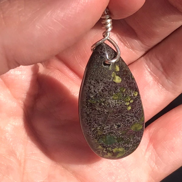 Huge Sterling Silver Gray JASPER Necklace Tiny Quartz Crystal ...