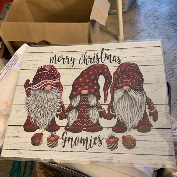 Merry Christmas Gnomies Holiday Sign - Christmas Gnome Sign for Wreaths ...