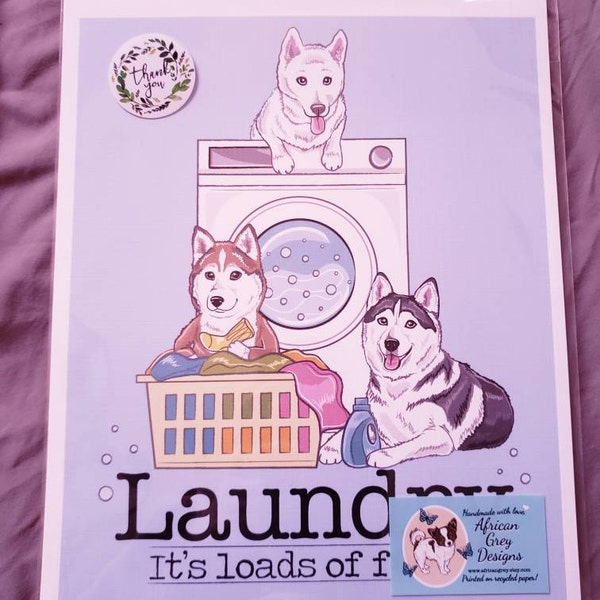 Husky Laundry Print - Washing Machine - 8x10 Eco-friendly Size - Etsy