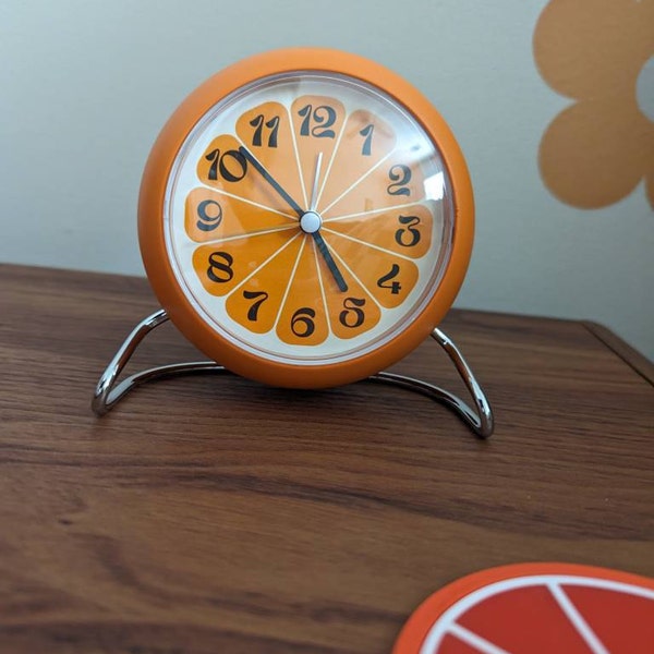 1970s 4 Retro Orange Fruit Sunburst Desktop Clock With Night Light - Etsy