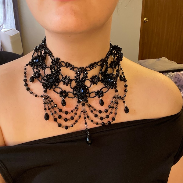 Victorian Necklace/goth Beaded Necklace/handmade Gothic Necklace/choker ...