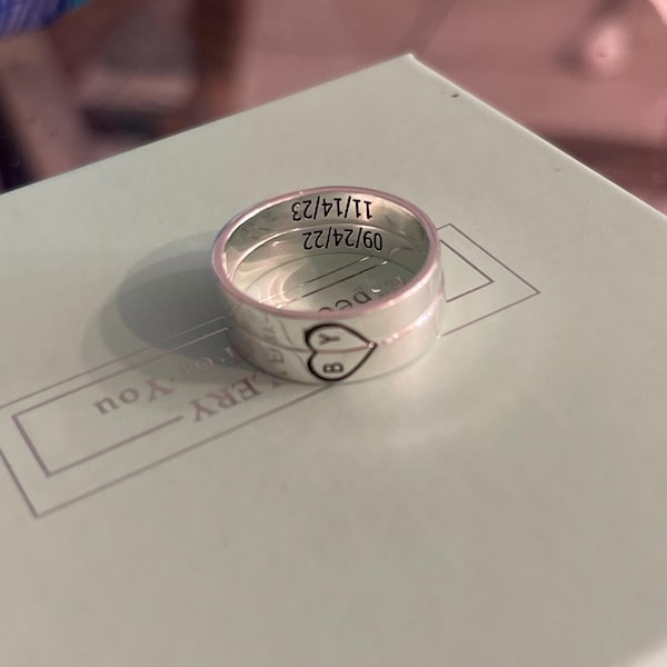 Personalized Couple Rings,custom Heart Name Rings,initial Couple Ring ...