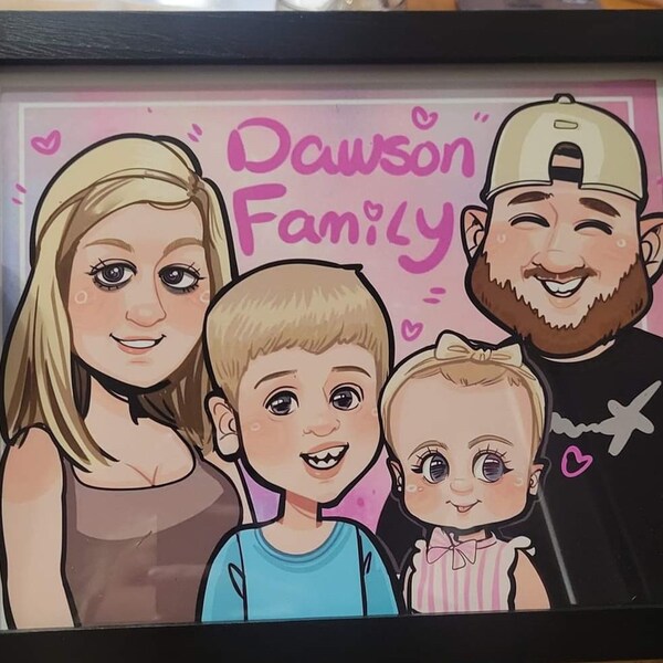 Children Cartoon Drawing, Custom Cartoon Portrait From Your Photo ...