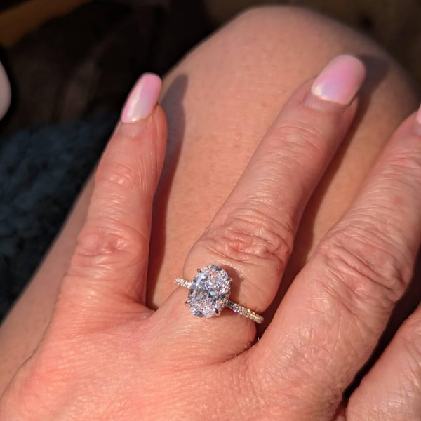 14kt Gold With 3ct Emerald & Tapper Baguette Moissanite Three Stone ...